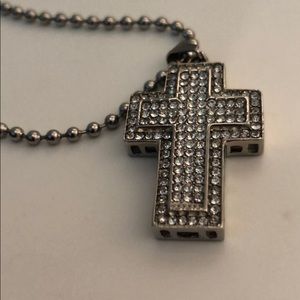 Jewelry | Rhinestone Cross In Silver | Poshmark